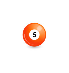 Orange billiard ball number 5 Royalty Free Vector Image