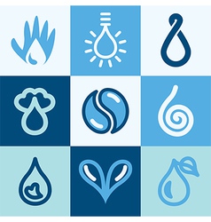 Natural spring water splashes and waves logo Vector Image