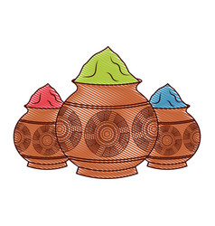 Happy holi powder color mud pot and mandala Vector Image