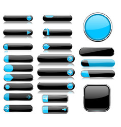 Black and blue menu buttons interface elements Vector Image