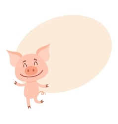Funny little smiling pig in various poses cartoon Vector Image