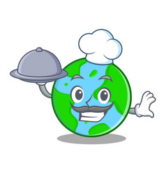 Chef with food world globe character cartoon Vector Image