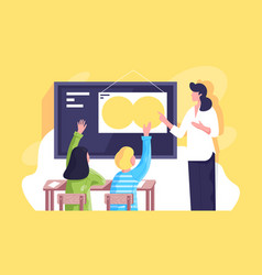 Teacher telling a story to kids in classroom Vector Image