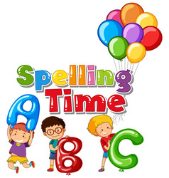 Font design for word school time with happy kids Vector Image