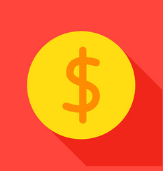 Flat golden icon of american dollar coin Vector Image