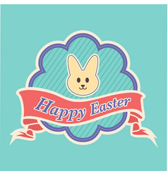 Happy easter text in a banner with peeps character