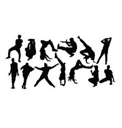 Modern dance and hip hop silhouettes Royalty Free Vector