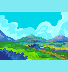 Rural countryside landscape farmhouse spring Vector Image