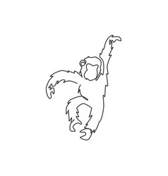 One single line drawing cute monkey Royalty Free Vector