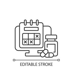 Tracking sick leave time linear icon Royalty Free Vector