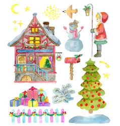 Design set with decorated cottage houses Vector Image