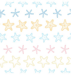 Starfish colorful line art frame seamless pattern Vector Image