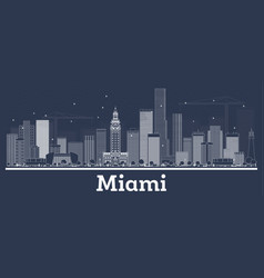Outline miami florida city skyline with white Vector Image