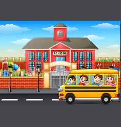 Happy school children stand Royalty Free Vector Image