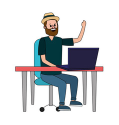 Man using technology device Royalty Free Vector Image