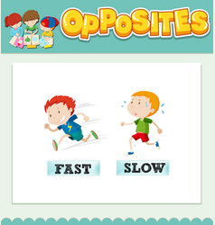 Opposite adjectives with fast and slow Royalty Free Vector
