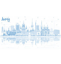 Outline leipzig germany city skyline with blue Vector Image