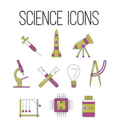 Science education icons set cartoon style Vector Image