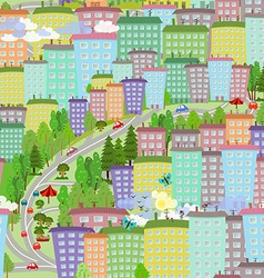 Seamless texture with cute houses Royalty Free Vector Image