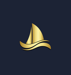 Sailing boat star compass gold logo Royalty Free Vector