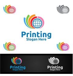 Global printing company logo design for media Vector Image