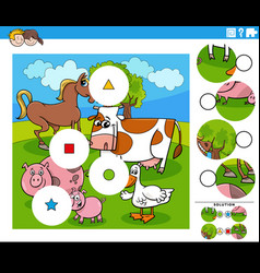 Match halves farm animals pictures coloring Vector Image