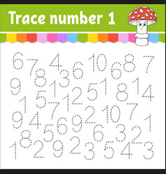 Trace and write numbers handwriting practice Vector Image