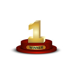 Winner gold trophy cup on prize podium in flat Vector Image