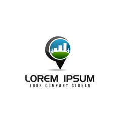 Map pointer with arrow gps compass logo design Vector Image
