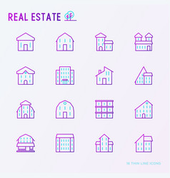 City building flat style icons set Royalty Free Vector Image