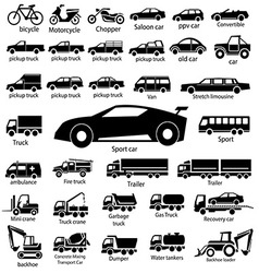 Map symbol icon set black Royalty Free Vector Image