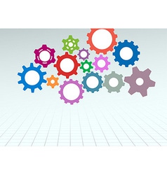 White gear model over blue background Royalty Free Vector