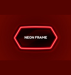 Neon lamp circle frame on brick wall background Vector Image