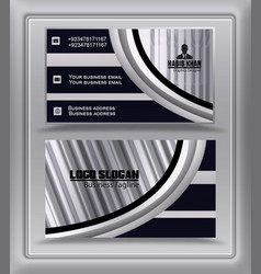 Business card embossed silver black color Vector Image