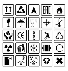 Cargo symbols set packaging icons Royalty Free Vector Image