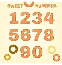Alphabet and numbers sweet donuts Royalty Free Vector Image