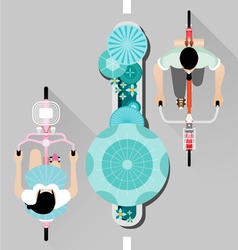 People on bike top view persons ride motorcycle Vector Image