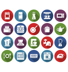 Rounded square icons set some kitchen utensils Vector Image