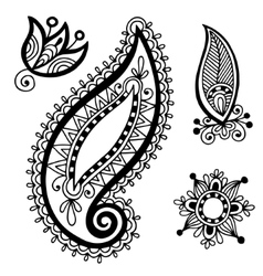 Black line art ornate flower design collection Vector Image