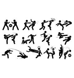 Street fighting attacking stance basic hits are Vector Image
