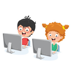 Kid with computer Royalty Free Vector Image - VectorStock