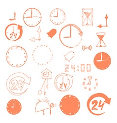 Doodle watch clock icons hand drawn time Vector Image