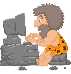 Cartoon happy young businessman holding a laptop Vector Image