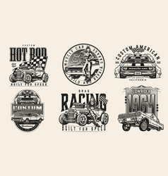 Custom cars vintage logos Royalty Free Vector Image