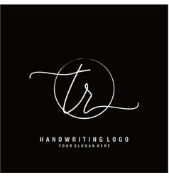 Tr initial handwriting logo with rectangle Vector Image