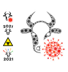 Cow coronavirus icon mosaic with covid19 elements Vector Image