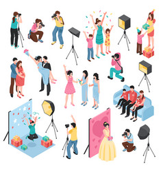 Isometric family children parents in different Vector Image