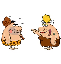 Caveman and angry cavewoman Royalty Free Vector Image