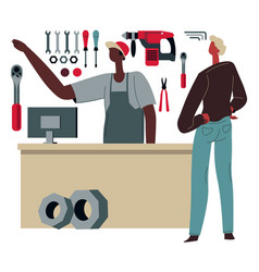Tools store hardware construction shop interior Vector Image