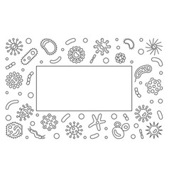 Microorganisms horizontal frame outline Royalty Free Vector